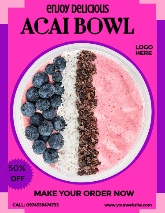 Copy of National Acai Bowl Day Flyer | PosterMyWall