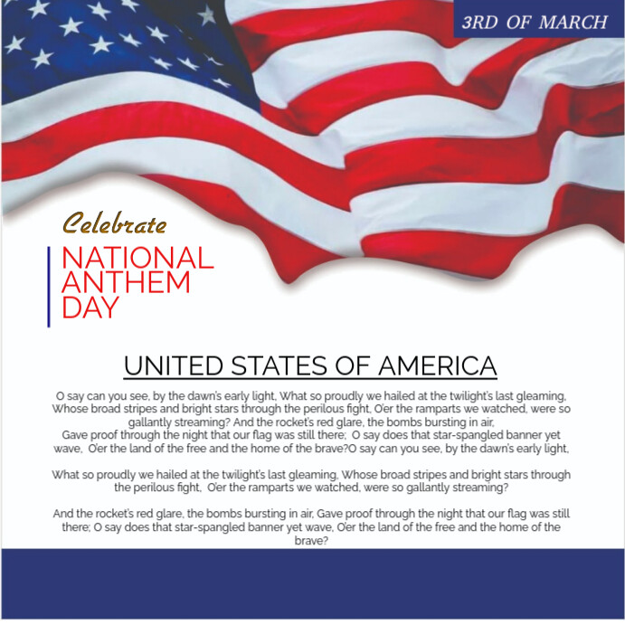 National Anthem Day Template | PosterMyWall