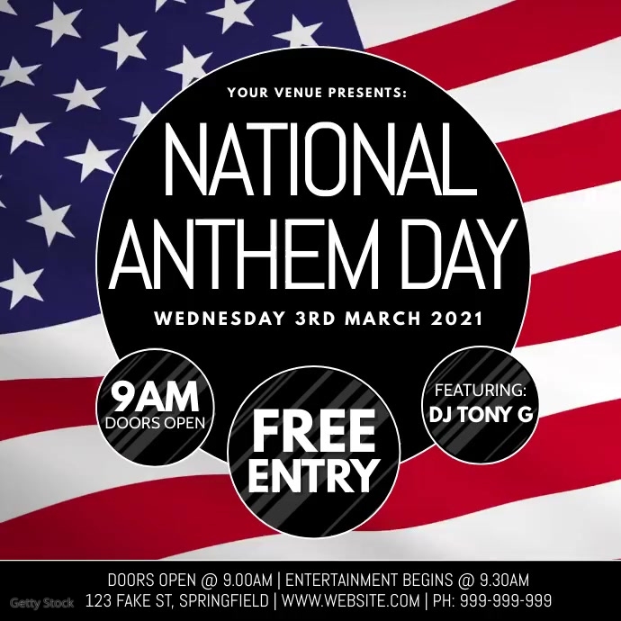 National Anthem Day Video Poster Template | PosterMyWall