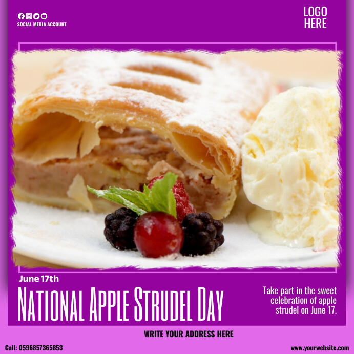 Copy of National Apple Strudel Day template | PosterMyWall