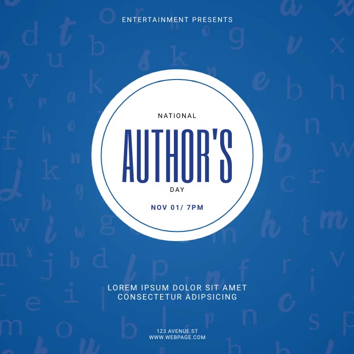 Plantilla de National Author's Day video event Template | PosterMyWall