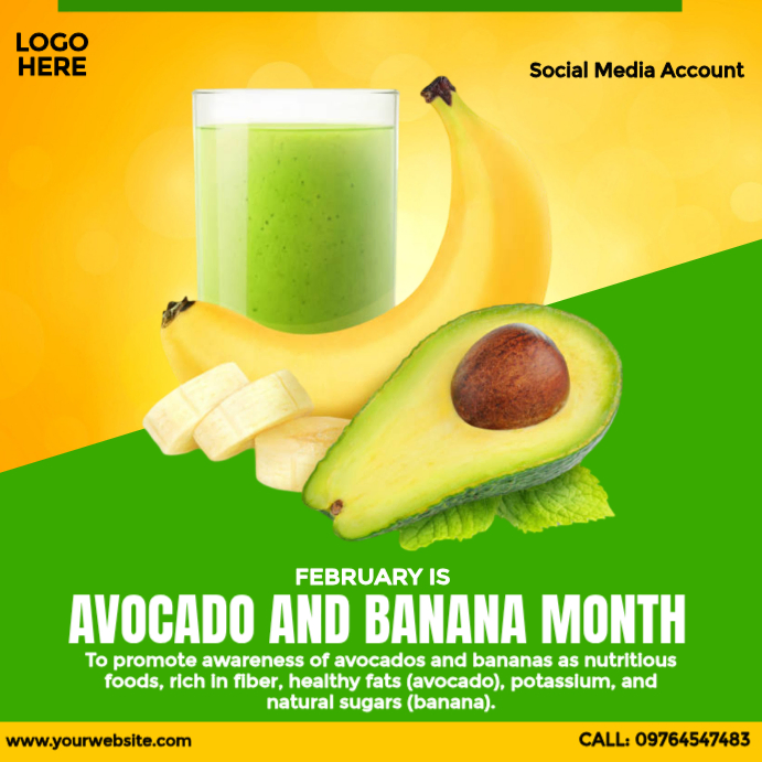 National Avocado and Banana Month Template | PosterMyWall