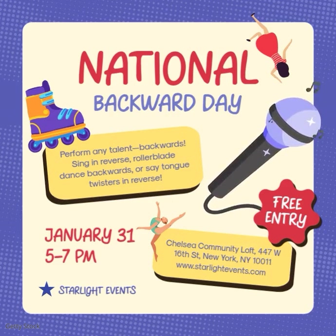 Plantilla de National Backwards Day Square Video Instagram | PosterMyWall