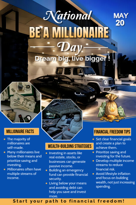 National be a millionaire day Templat | PosterMyWall