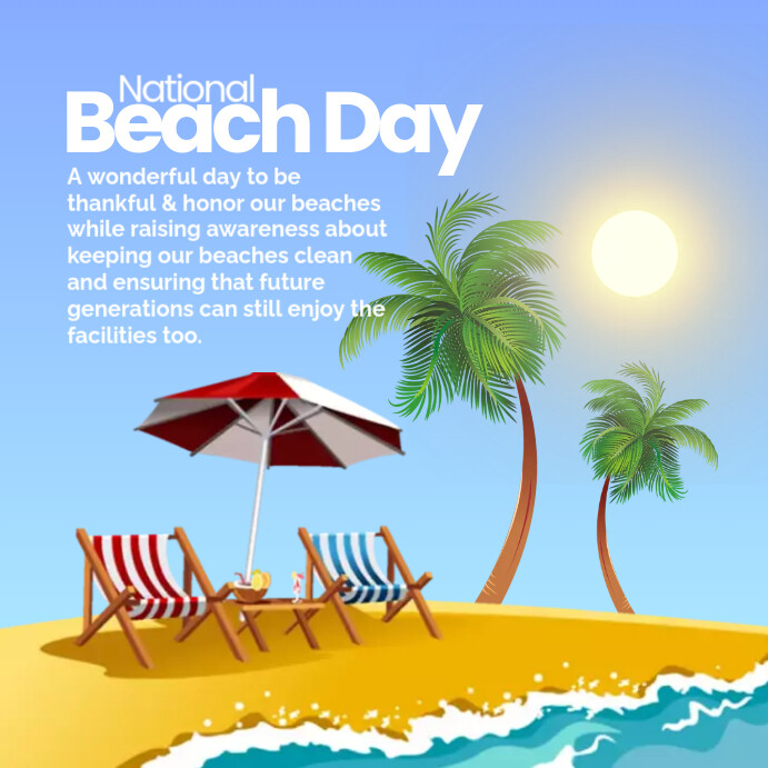 National Beach Day Instagram Post Template | PosterMyWall