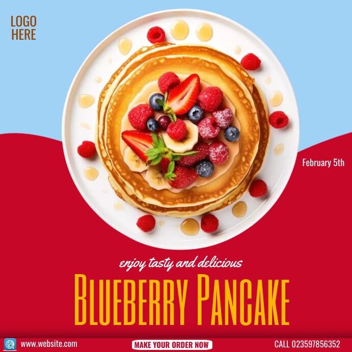 national blueberry pancake day Template | PosterMyWall
