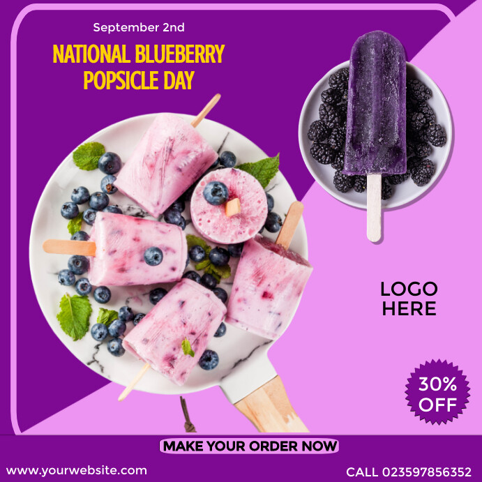 National Blueberry Popsicle Day Template | PosterMyWall