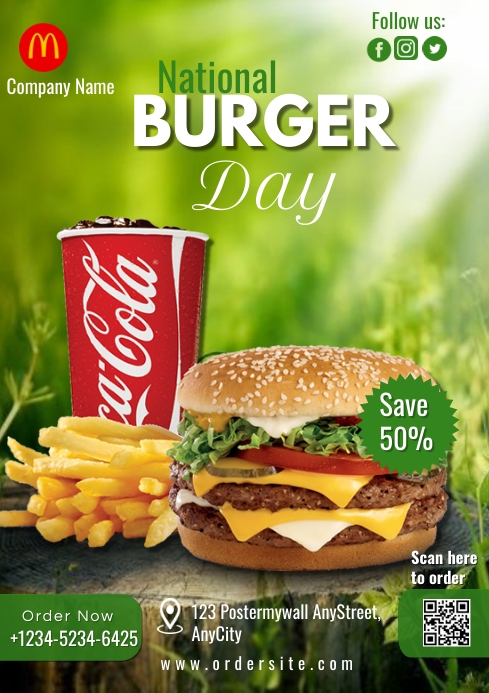 National Burger Day Flyer Poster Template | PosterMyWall