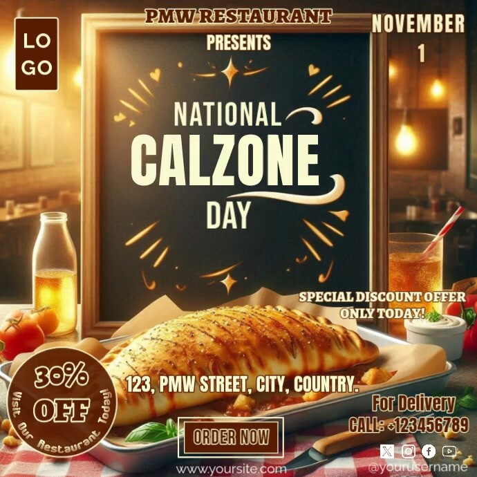 Plantilla de National Calzone Day | PosterMyWall