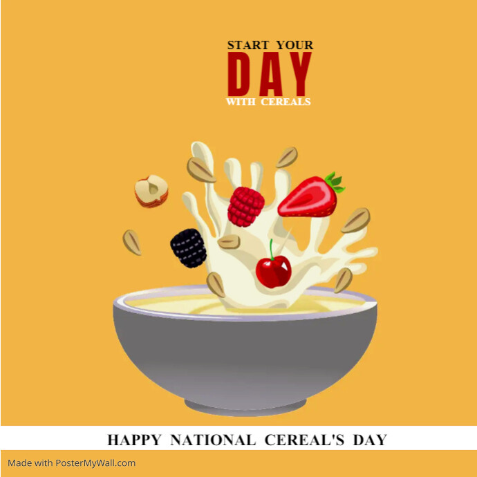 National Cereal Day design Template | PosterMyWall