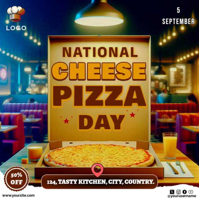 National Cheese Pizza Day Template | PosterMyWall