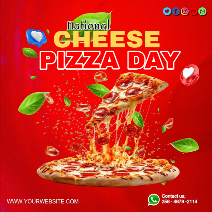 National Cheese Pizza Day Flyer Design Template | PosterMyWall