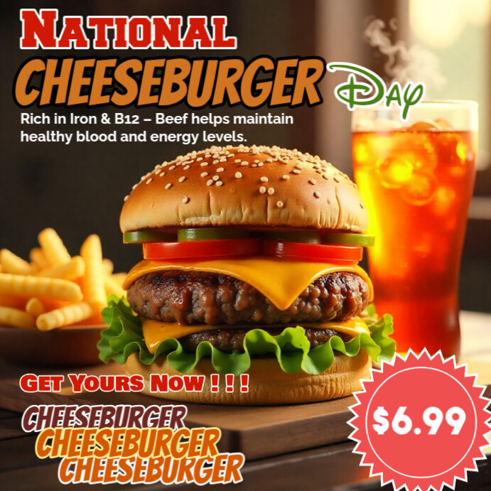 National Cheeseburger Day Template | PosterMyWall