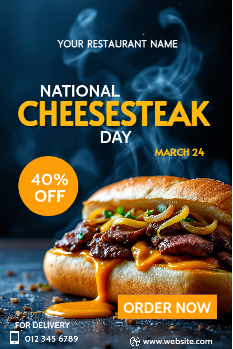 National Cheesesteak Day Template Poster | PosterMyWall
