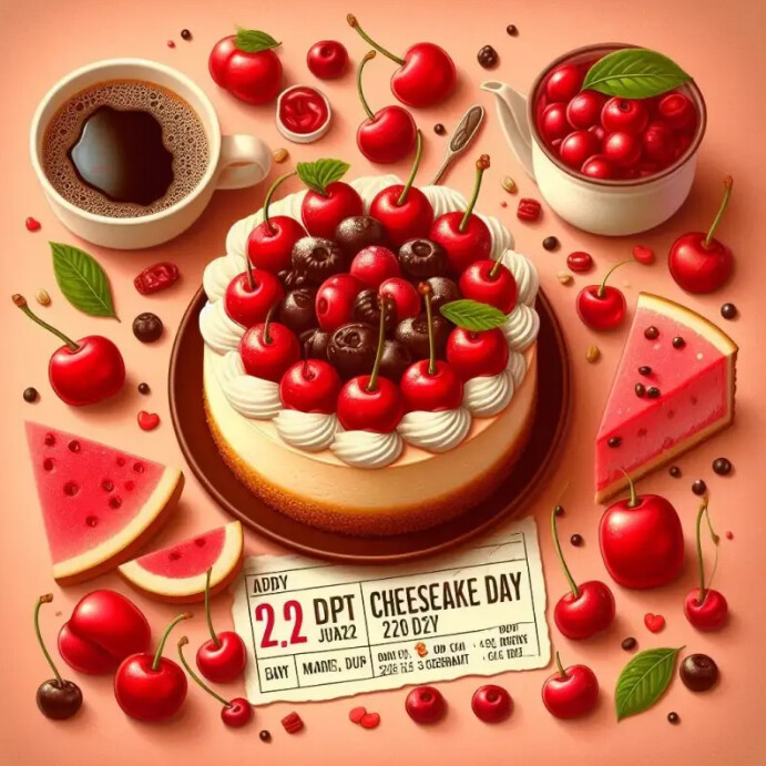 National cherry cheesecake day template | PosterMyWall