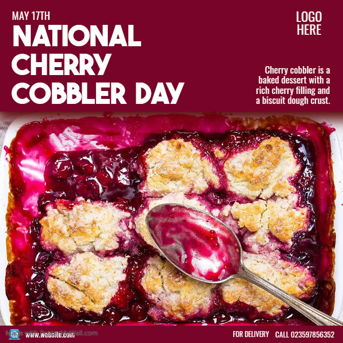 national cherry cobbler day Template | PosterMyWall
