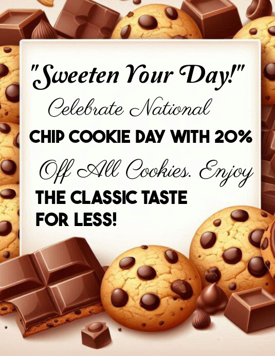 Plantilla de National Chocolate Chip Cookie Day | PosterMyWall