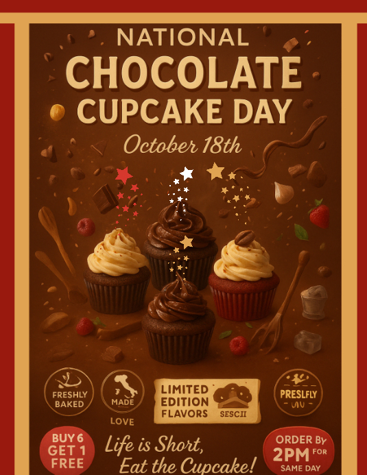 National Chocolate Cupcake Day Templat | PosterMyWall