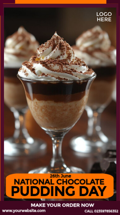 National Chocolate Pudding Day Ad Template | PosterMyWall
