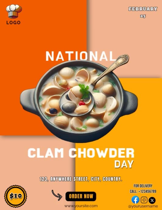 National Clam Chowder Day Template | PosterMyWall