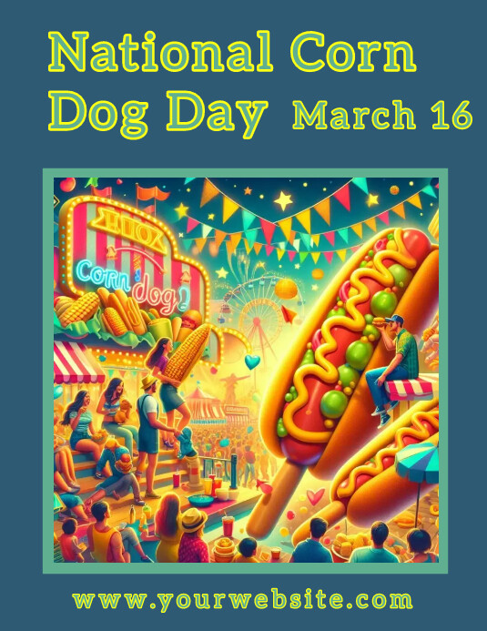 National Corn 🌽 Dog 🐕 Day Flyer Templat Template | PosterMyWall