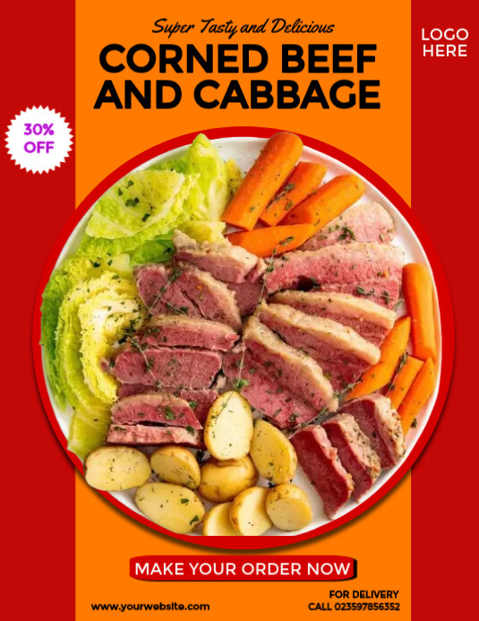 national corned beef and cabbage day flyer Template | PosterMyWall