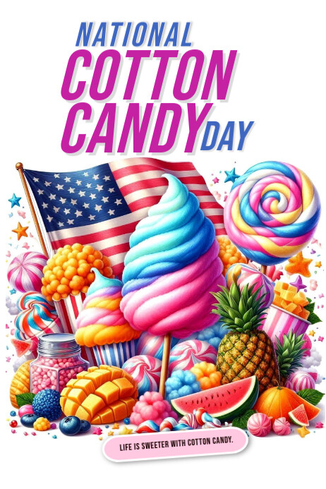 National cotton candy day Template | PosterMyWall