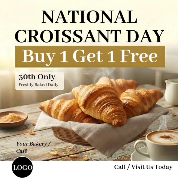 Plantilla de National Croissant Day Flyer – Bakery & Café Promotion ...