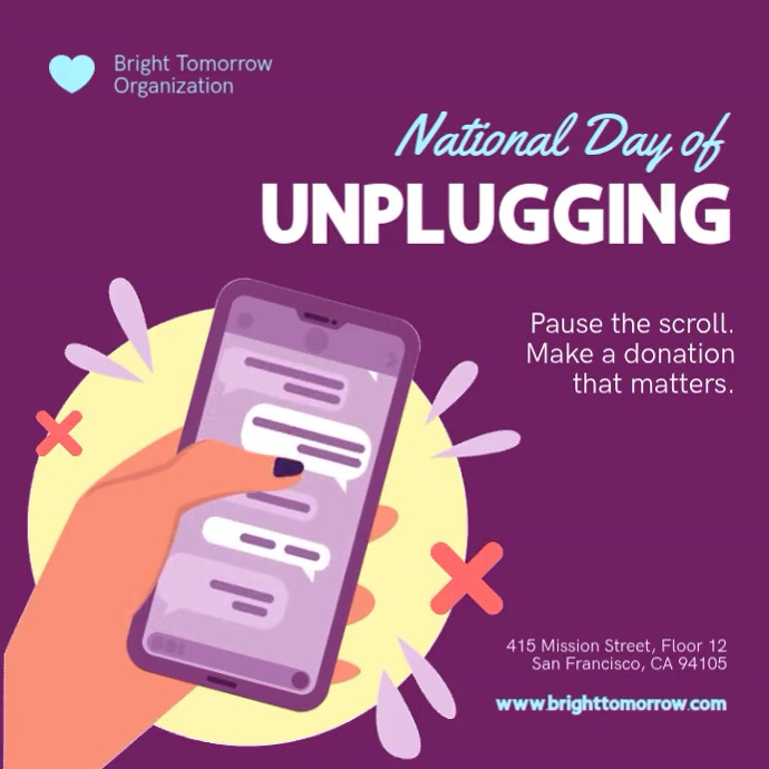 National Day of Unplugging Square Video Template | PosterMyWall