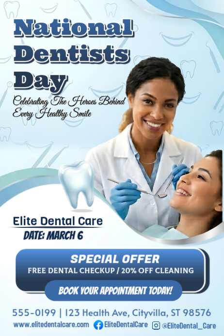 National Dentists Day Posters Template | PosterMyWall