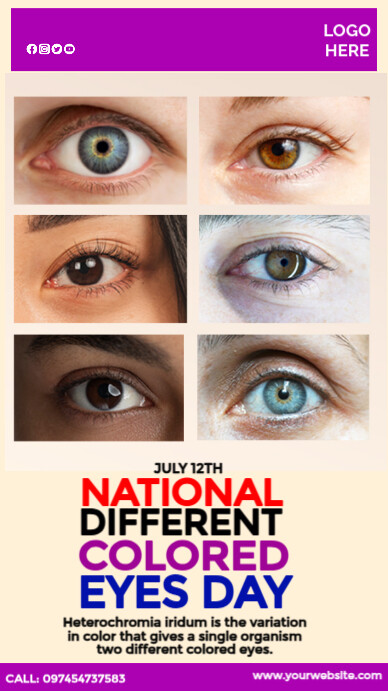 Plantilla de National Different Colored Eyes Day Ad | PosterMyWall