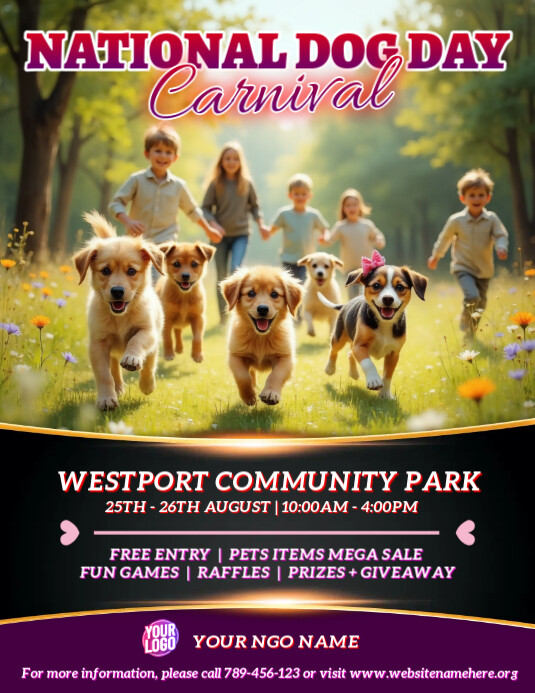 National Dog Day Carnival Event Flyer Template | PosterMyWall
