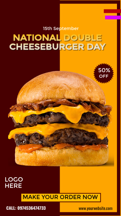 National Double Cheeseburger Day Template | PosterMyWall