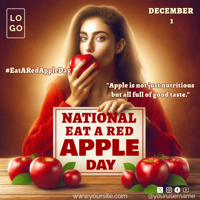 National Eat A Red Apple Day Template | PosterMyWall