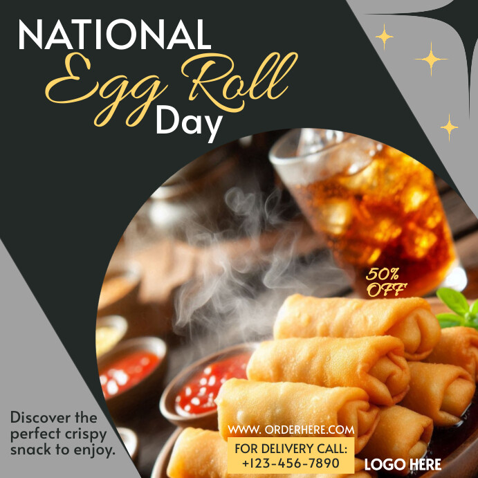 Copy of National Egg Roll Day Black Instagram Post | PosterMyWall