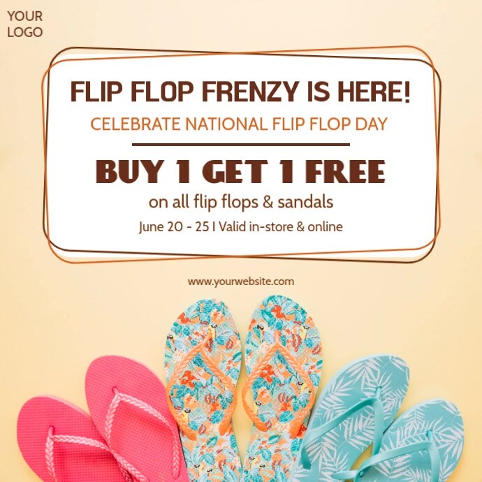 National Flip Flop Day Sale Instagram Post Template | PosterMyWall