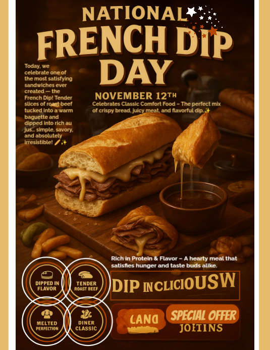 Plantilla de National French Dip Day | PosterMyWall
