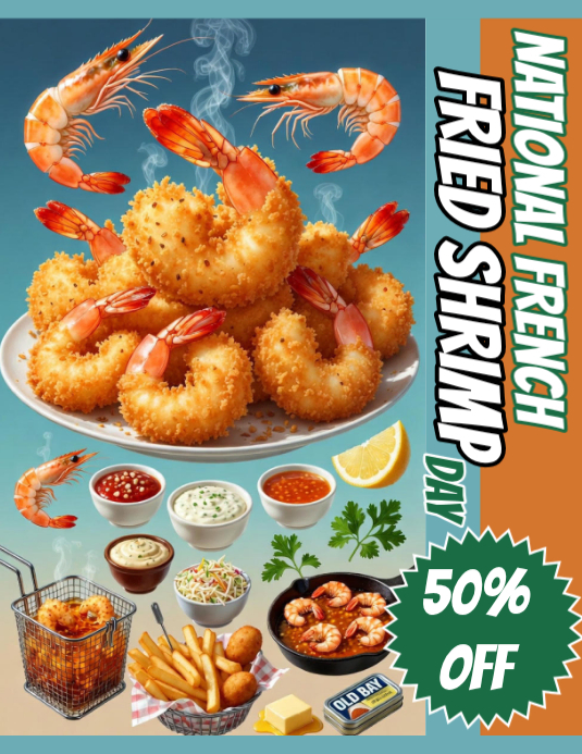 National French Fried Shrimp Day Template | PosterMyWall