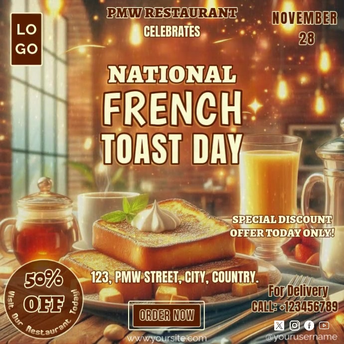National French Toast Day Template | PosterMyWall