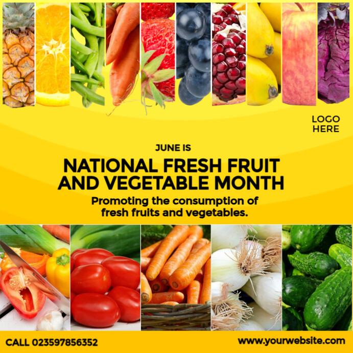 National Fresh Fruit and Vegetables Month Template | PosterMyWall