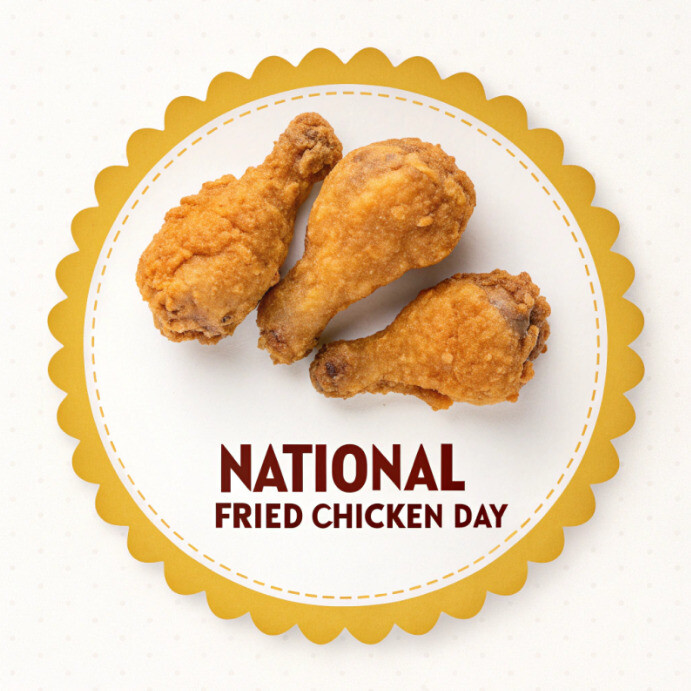 National Fried Chicken Day Graphic with Crispy Chicken Illustration ...