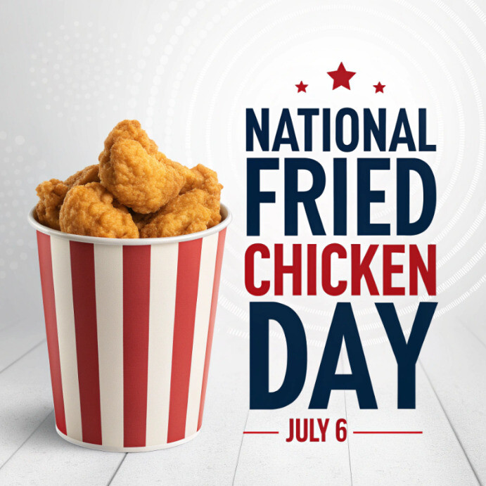 National Fried Chicken Day Graphic with Crispy Chicken Illustration ...