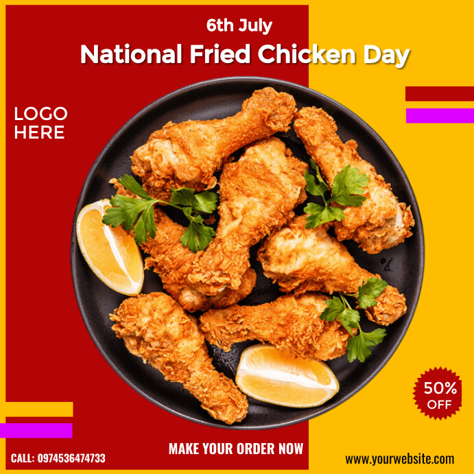 Plantilla de National Fried Chicken Day template | PosterMyWall