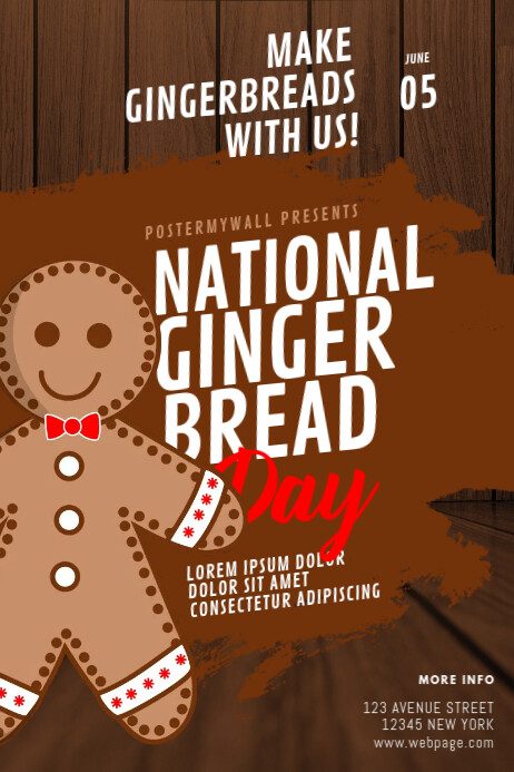 National Gingerbread Day flyer Template | PosterMyWall