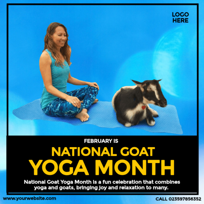 National Goat Yoga Month Template | PosterMyWall