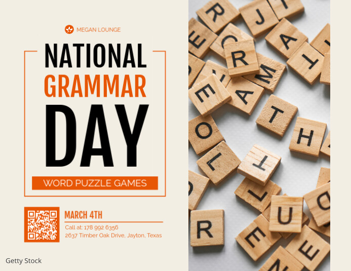 Plantilla de National Grammar Day Word Puzzle Landscape | PosterMyWall