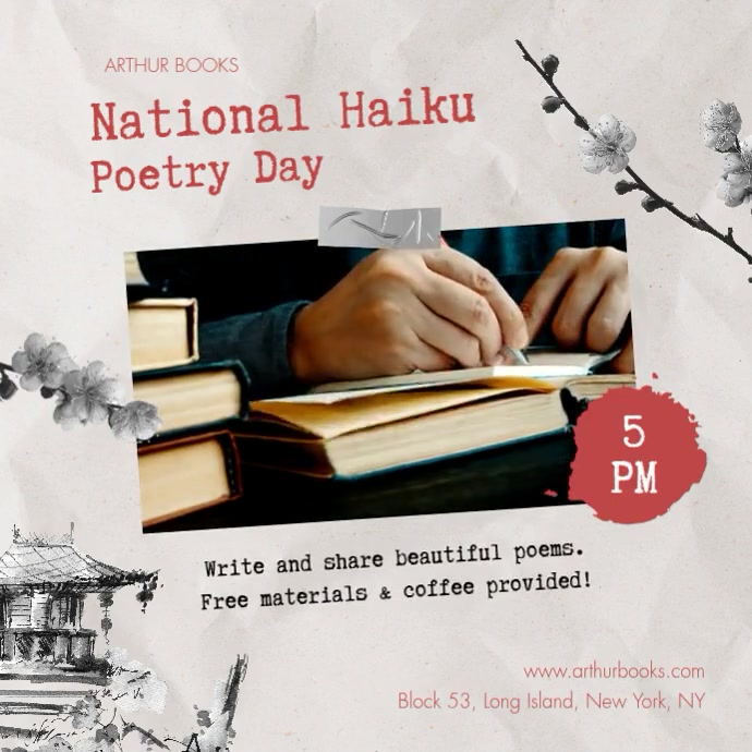 National Haiku Poetry Day Square Slideshow Template | PosterMyWall