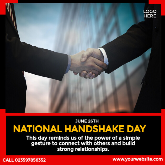 National Handshake Day Templat | PosterMyWall