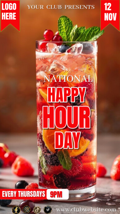 National happy hour day Template | PosterMyWall