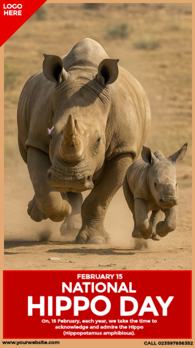 National Hippo Day Template | PosterMyWall